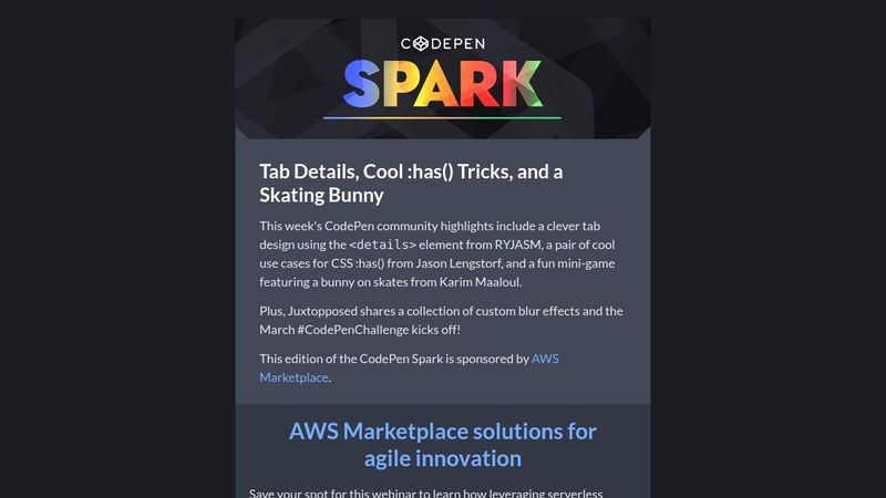 Nice Weekly Newsletter From Codepen Spark