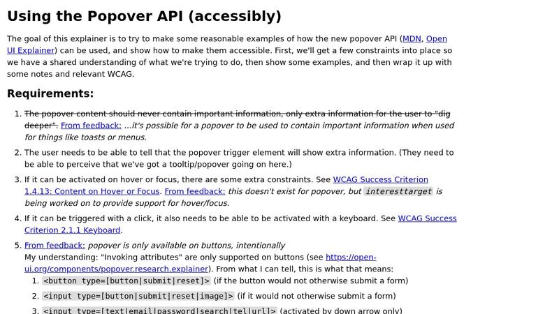 [a11y] accessible use of popover API