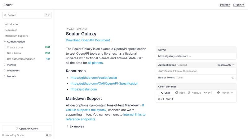 Scalar Custom Header Example