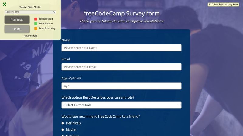 FCC: Survey Form for freeCodeCamp