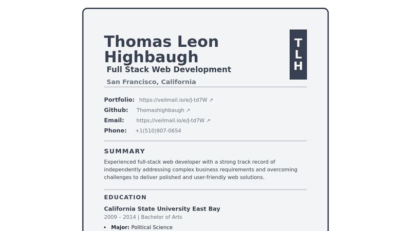 tailwind one page resume template