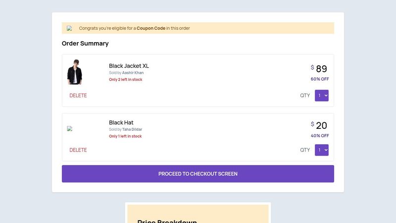 Checkout Widget - TailwindCSS
