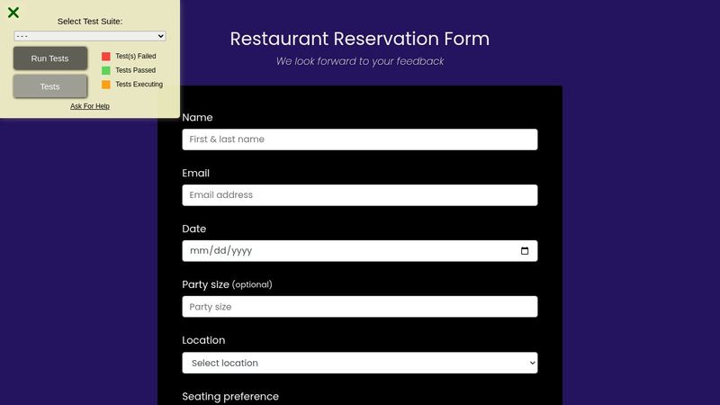 Restaurant Reservation Form