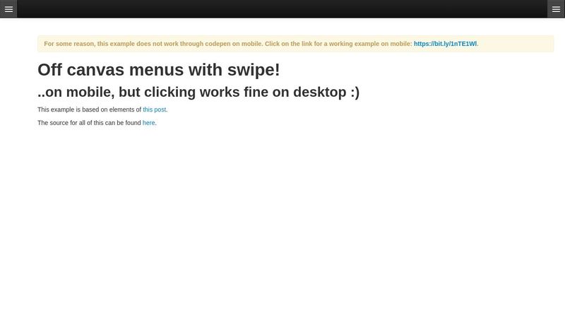 Off canvas menu with swipe