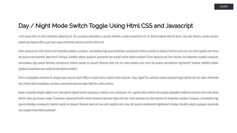 Day Night Mode Switch Toggle Using Html Css And Javascript How To Create A Toggle Switch 6332