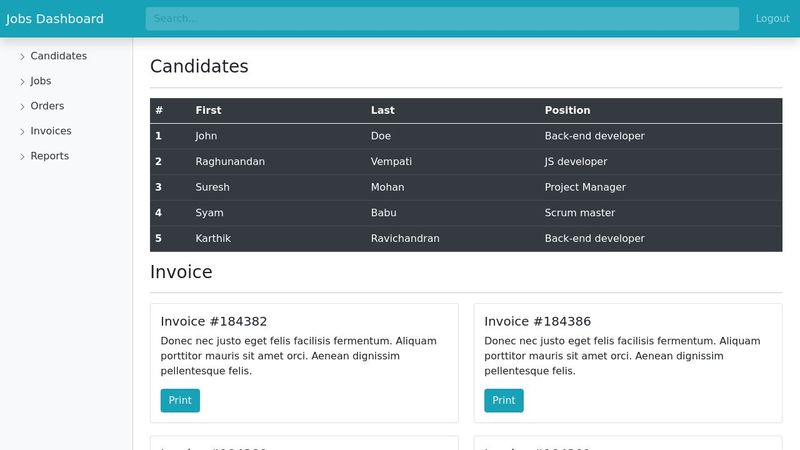 Bootstrap5 Admin Panel Dashboard