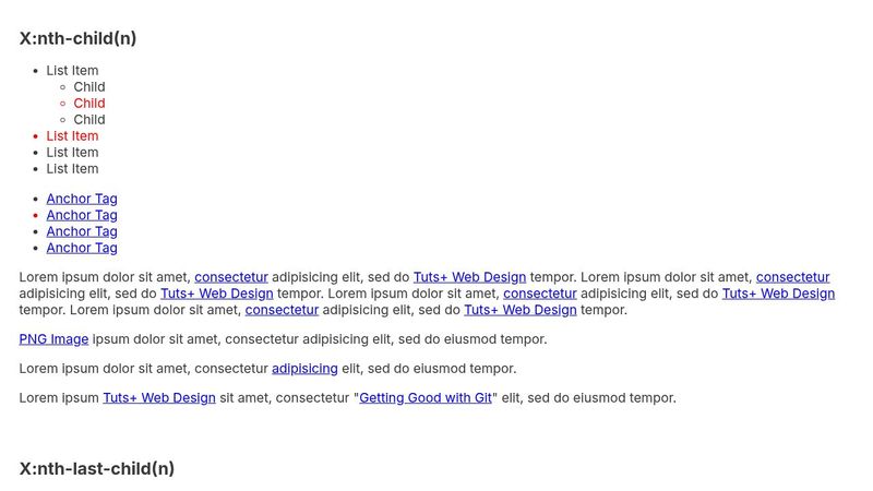 CSS Nth Child and Type Selectors