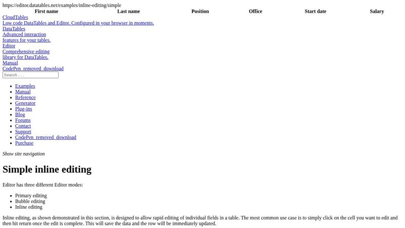 Datatable edit inline
