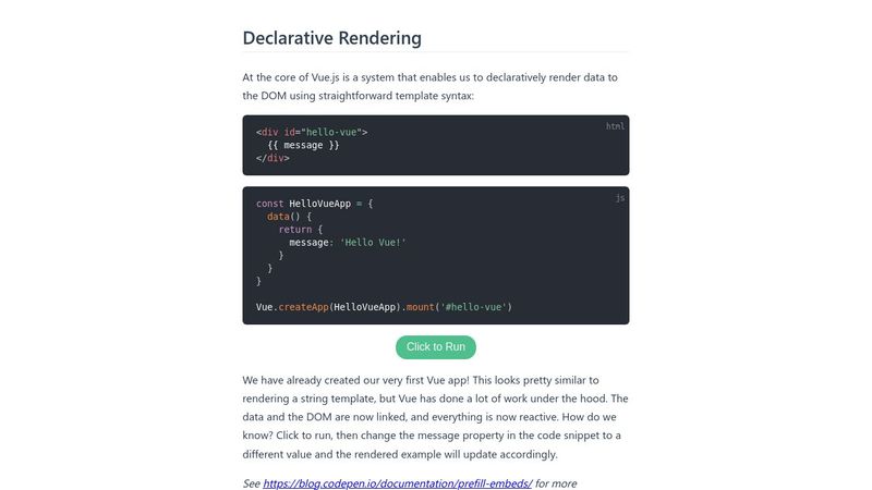 Click To Run Prefill Embed With Code Highlighting