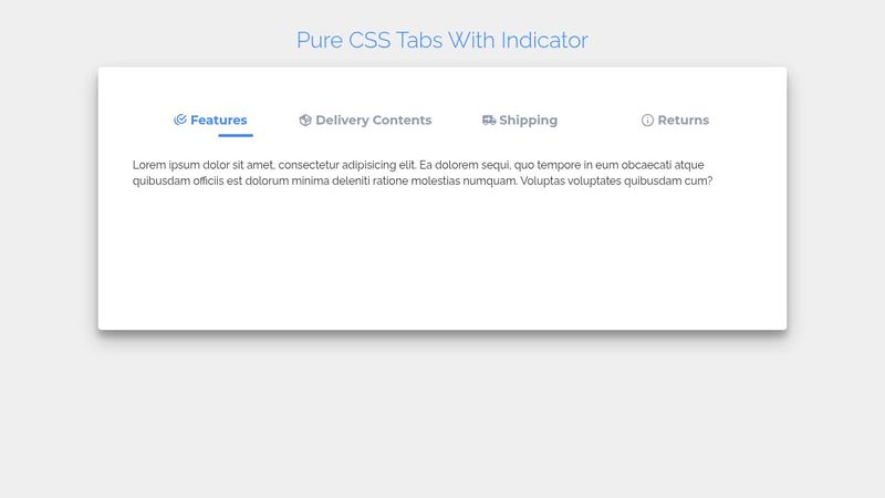 Pure CSS Tabs With Indicator