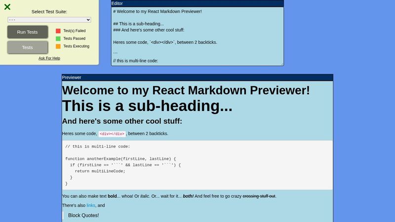 Markdown Previewer with React/Redux Closest Prototype Missing Style