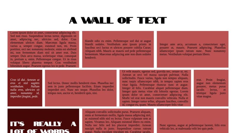 Litterally a Wall of Text - codepen challenge