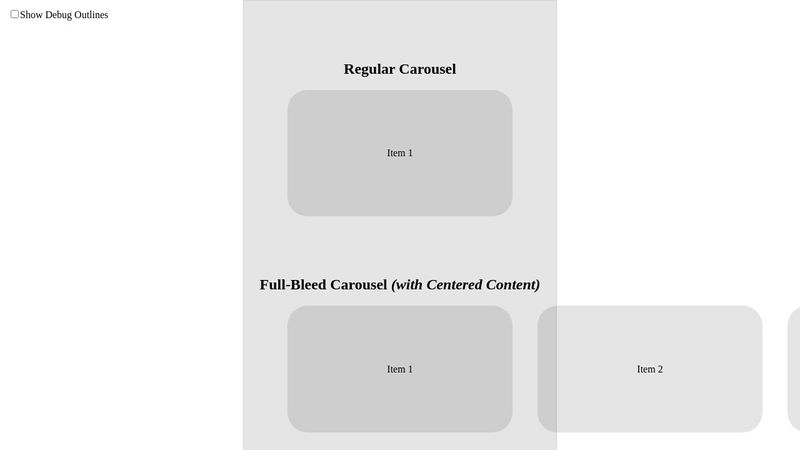 Full-Bleed Scroll-Snapping Carousel with Centered Content and Visible Overflow