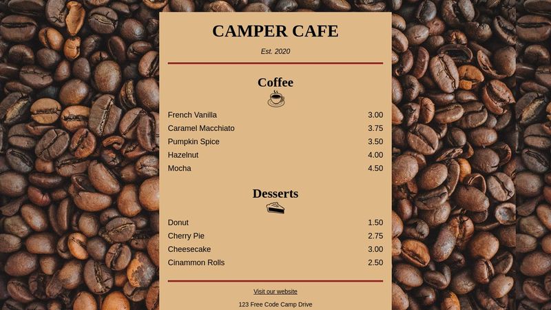 Learn Basic CSS by Building a Cafe Menu by FreeCodeCamp