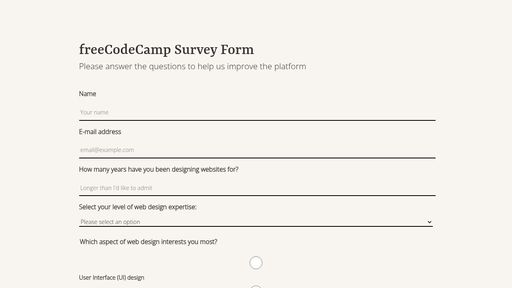 Build A Survey Form Formatting Of Checkboxes And Radio Buttons Html Css The Freecodecamp Forum