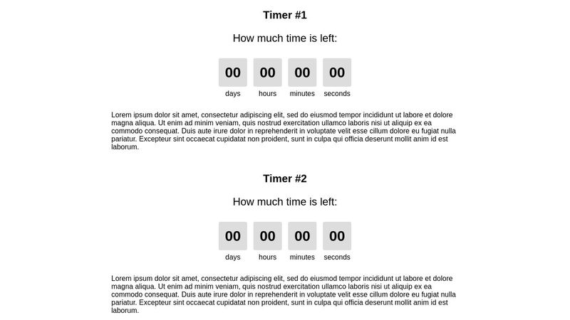 Vanilla JavaScript countdown clock with timezone (multiple copies on ...