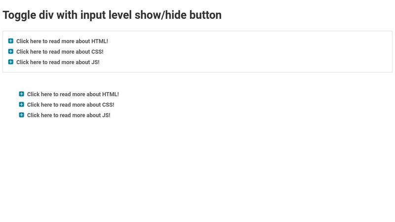 Toggle div with input level show/hide button