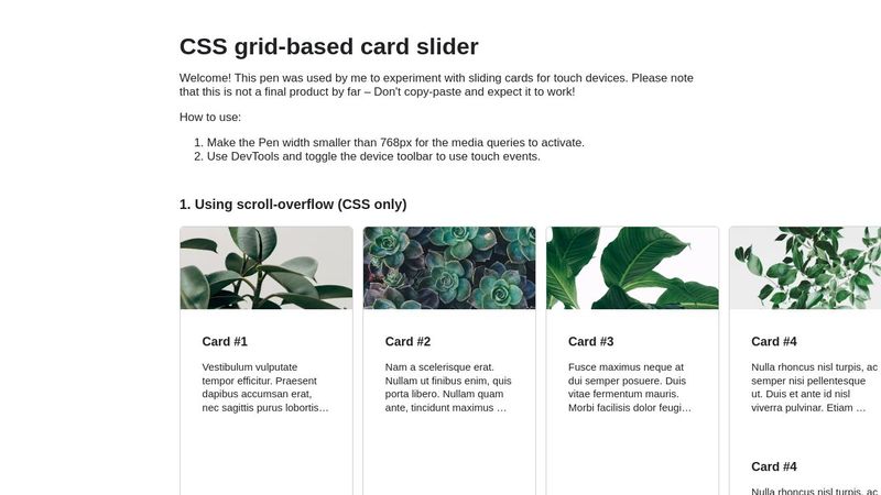 CSS Grid - Card Carousel