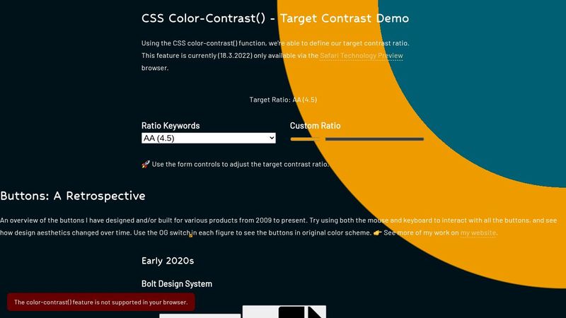 CSS Color-Contrast() - Target Contrast Ratio Demo