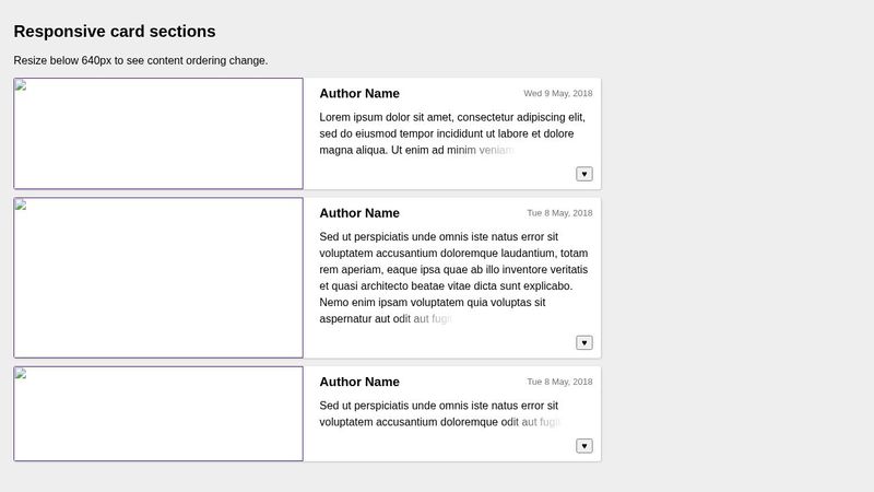 CSS grid card sections