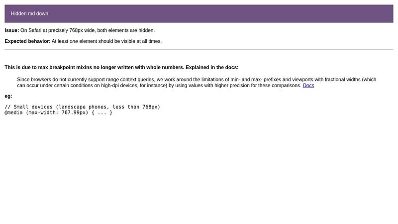 Bootstrap v4 (beta 3) issue with max breakpoints