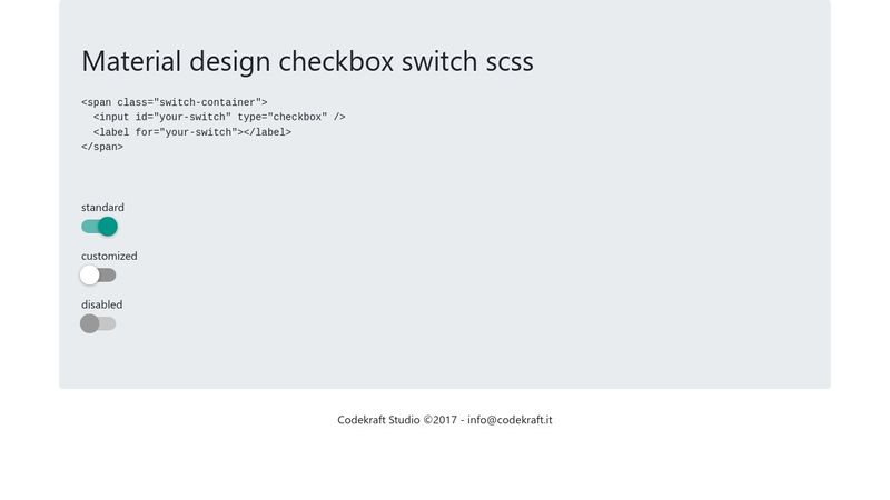 Material design checkbox switch scss
