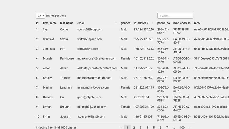 Vanilla DataTables - AJAX - Callback