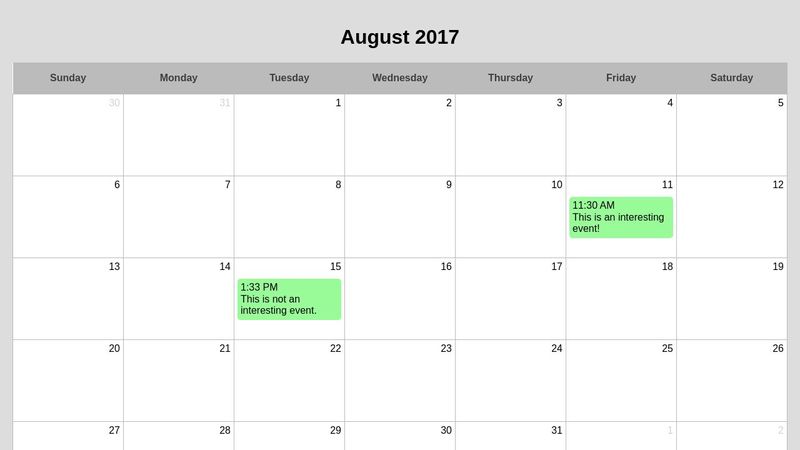 Responsive Calendar Experiment