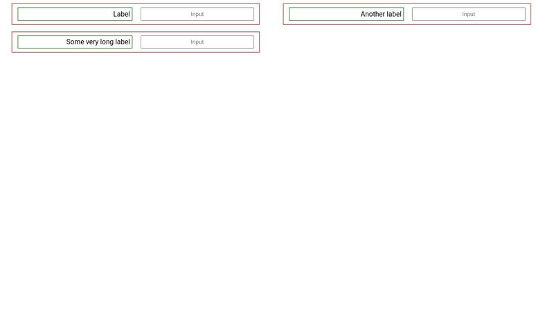 React JS Form input with labels flexbox