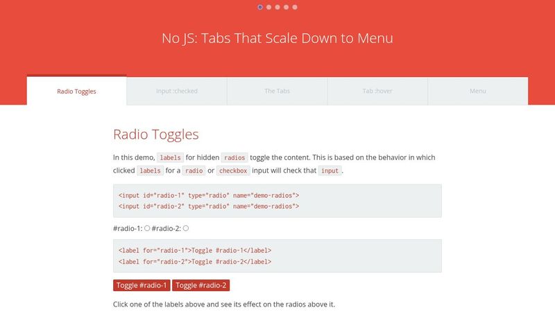 No JS: Tabs that scale down to menu