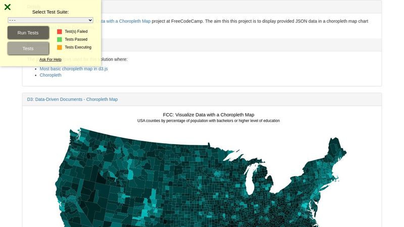 FCC: Data Visualization Projects - Visualize Data with a Choropleth Map