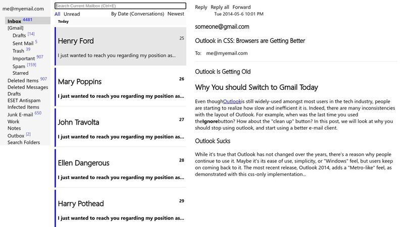 Outlook Email in Pure CSS