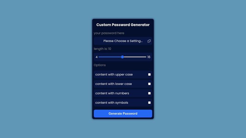 custom password generator using vanilla javascript