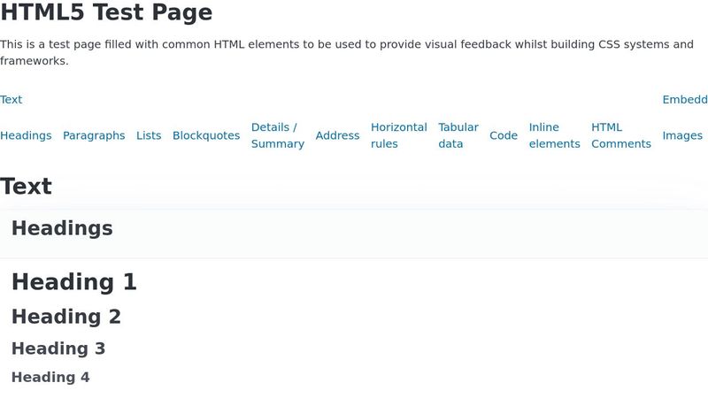 All semantic HTML tags (Pico.css)