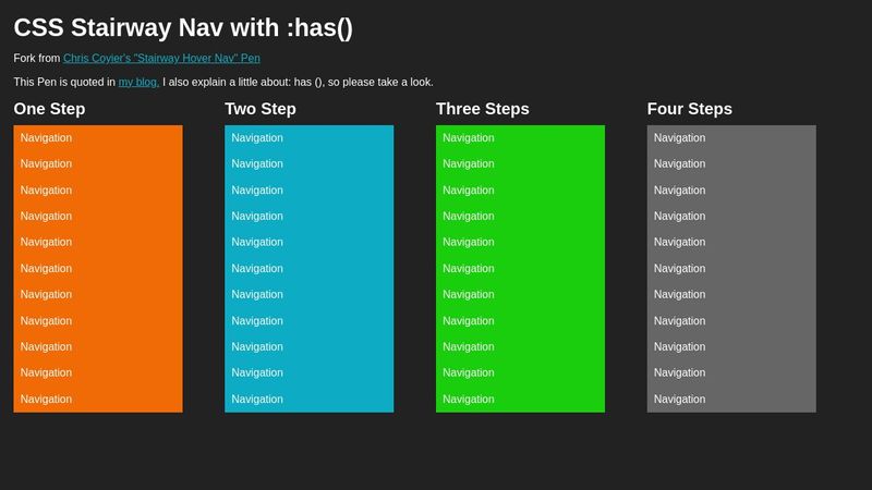 CSS Stairway Hover Nav