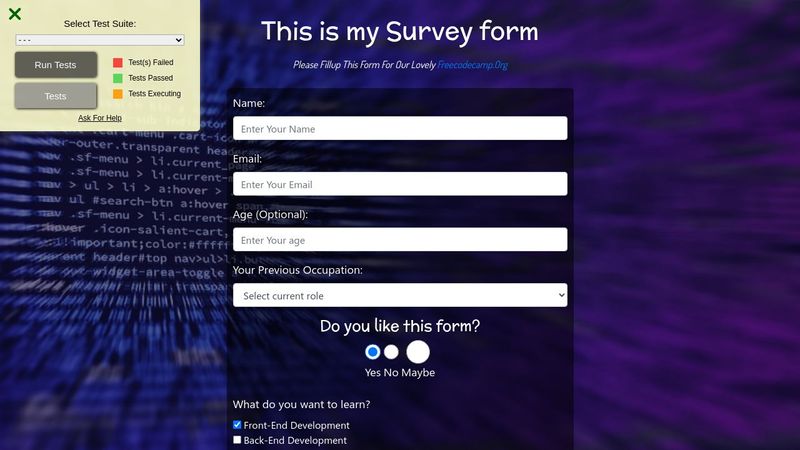 Free codecamp: Survey Form