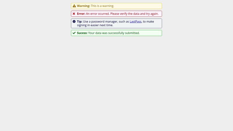 Informational boxes styled with CSS