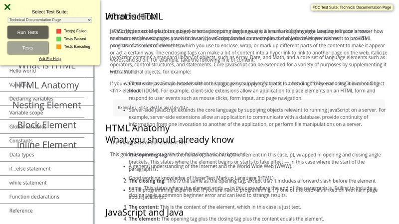 FreeCodeCamp - Technical Documentation Page