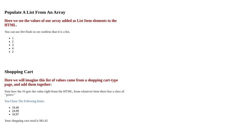 JS | Intro To Arrays
