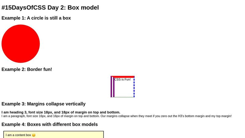 #15DaysOfCSS Day 2: Box Model Examples