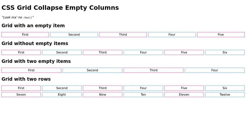 CSS Grid Collapse Empty Columns