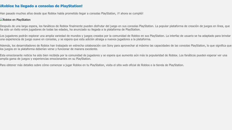 Roblox Llega A PlayStation