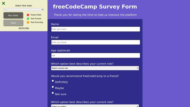 freeCodeCamp Project - Survey Form