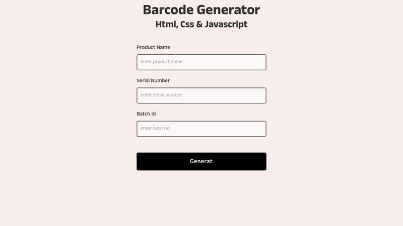 Barcode Generator With HTML, CSS & Javascript