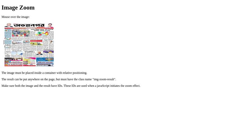 Zoom image / Magnify image on hover using javascript.