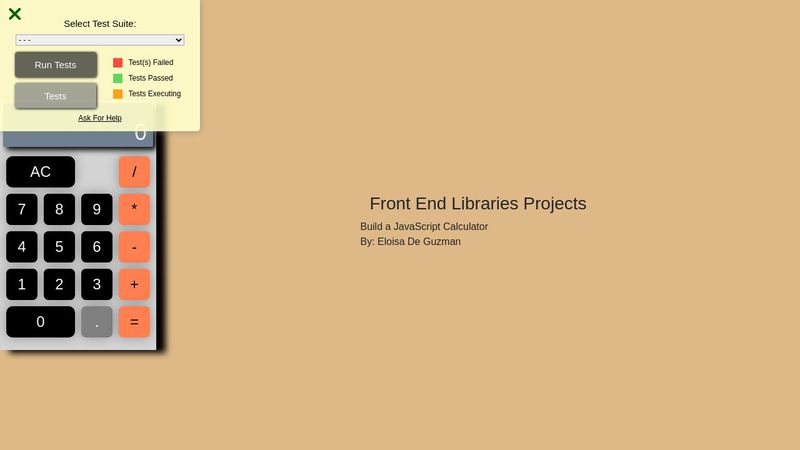 Front End Development Libraries Projects : JavaScript Calculator
