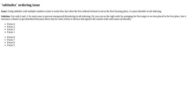 TabIndex Ordering Issue
