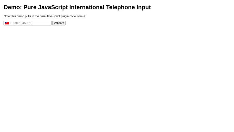 Demo: Pure JavaScript intl-tel-input