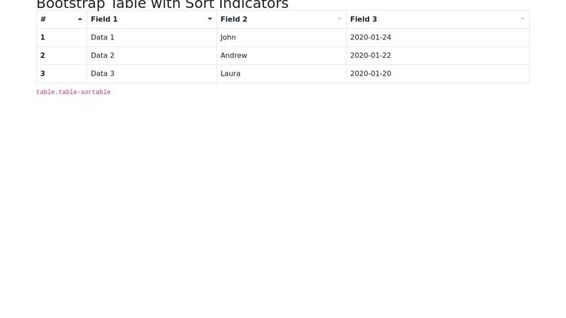 Bootstrap Table with Sort Indicators
