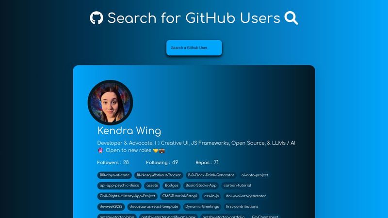 GitHub API User Search Example App